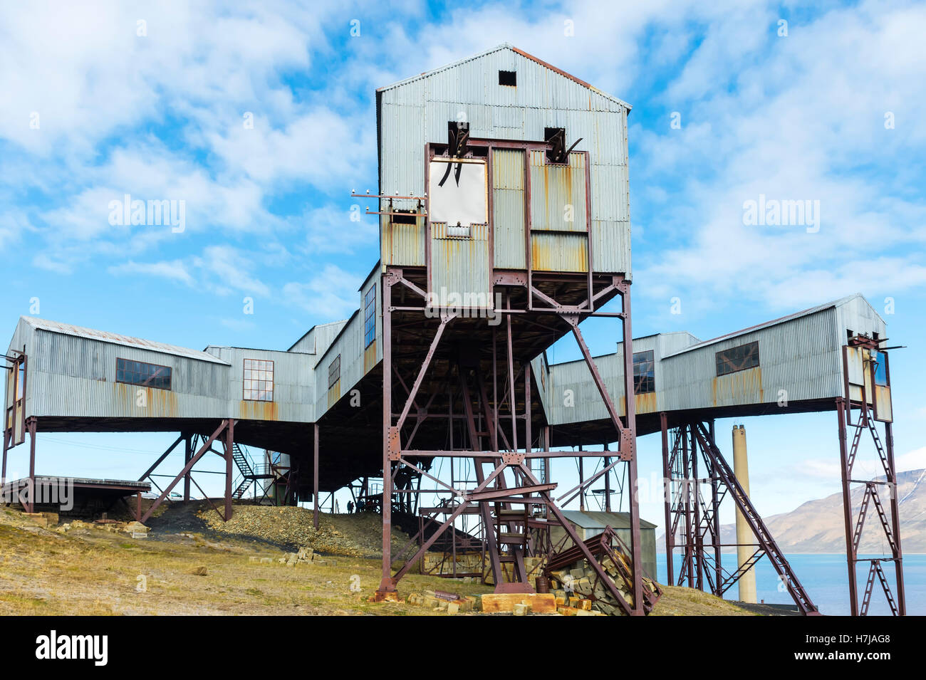 Old coal mine factory, Former Cable Center, Longyearbyen, Spitsbergen ...