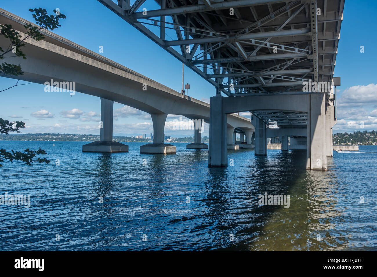 A view from under the I-90 bridge in Seattle, Washington Stock Photo ...