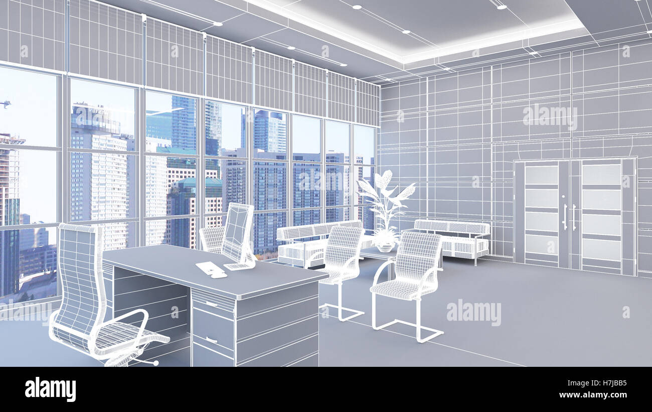 3D Interior rendering of a modern office Stock Photo - Alamy