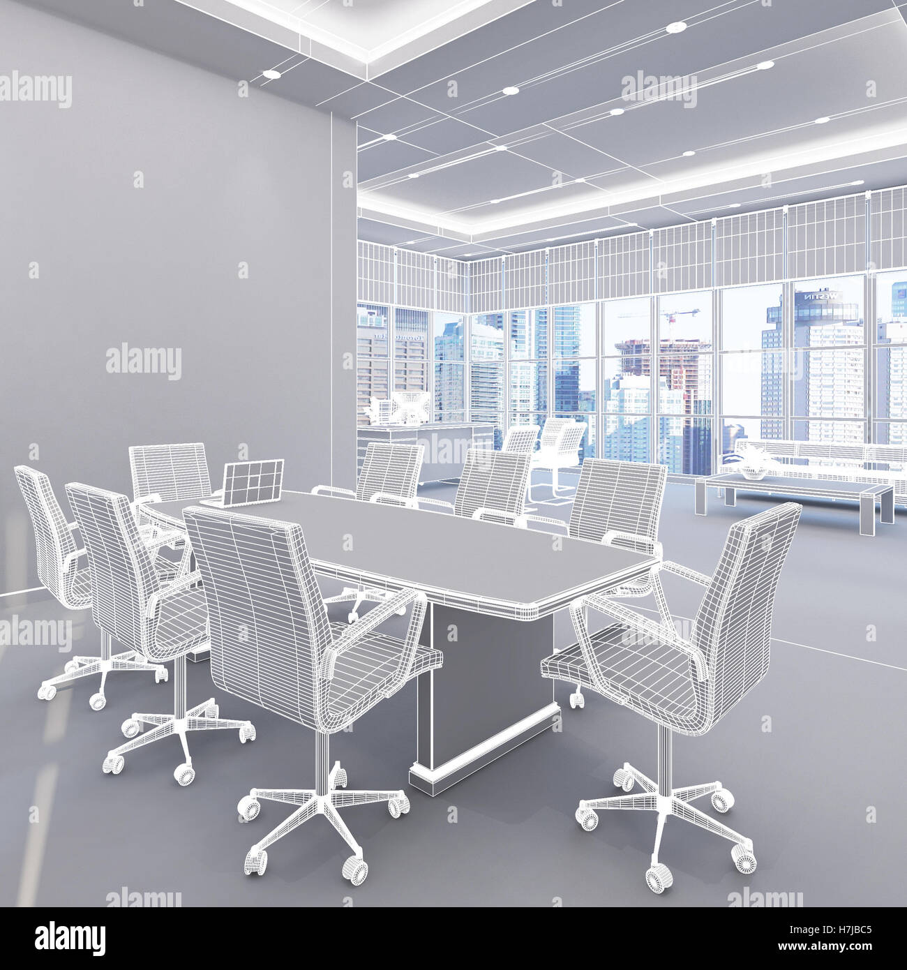 3D Interior rendering of a modern office Stock Photo - Alamy