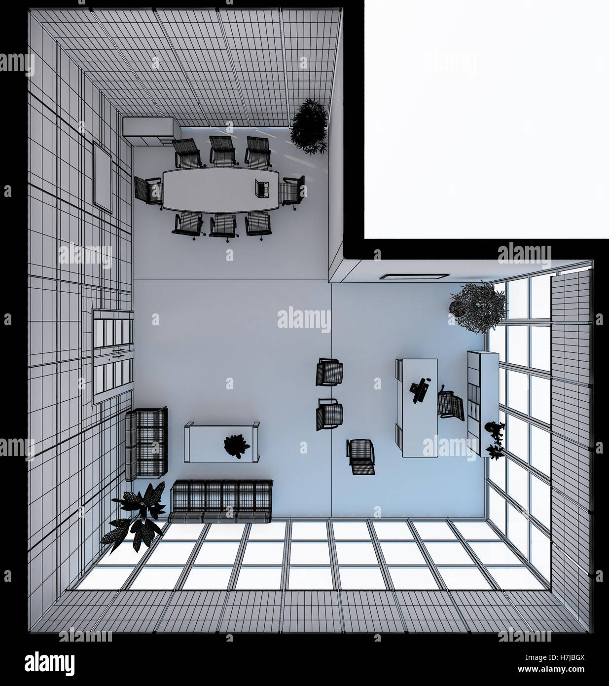 3D Interior rendering of a modern office Stock Photo - Alamy