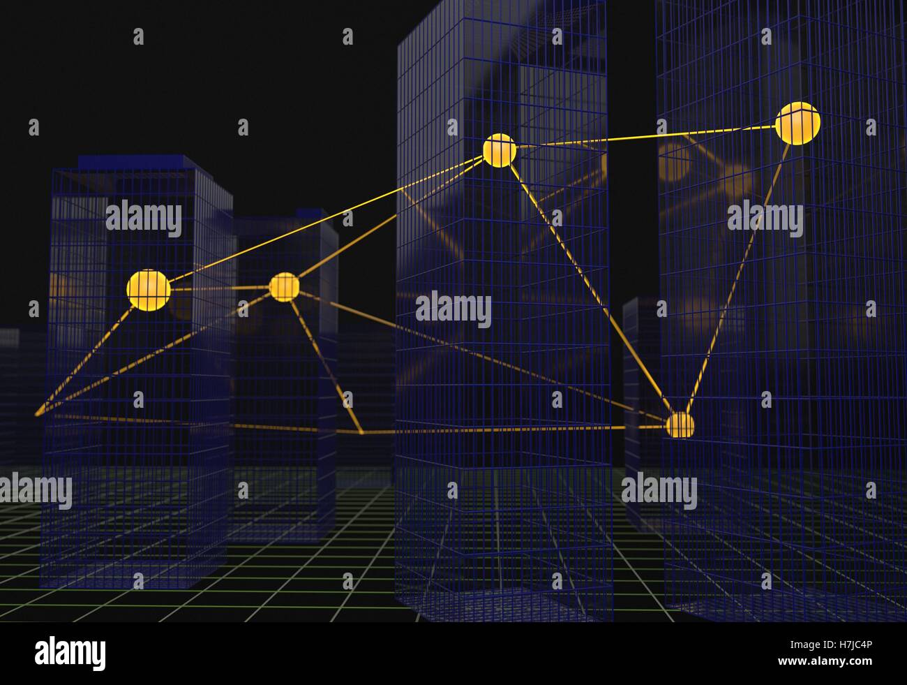 Corporate business connection links building concept 3d illustration ...