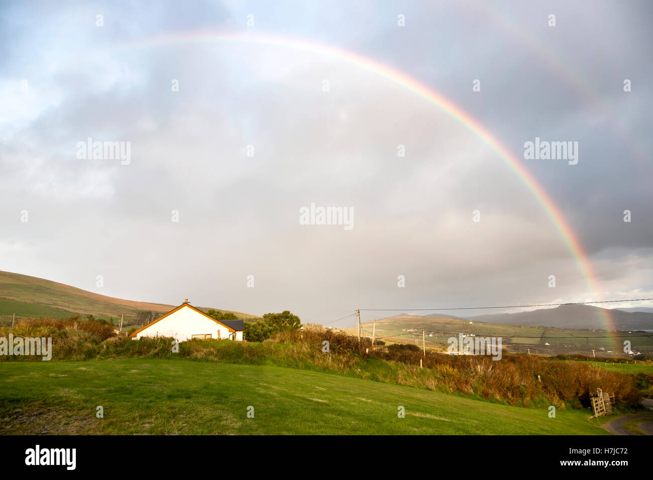 Rainbow over cottage County Kerry Ireland Stock Photo - Alamy