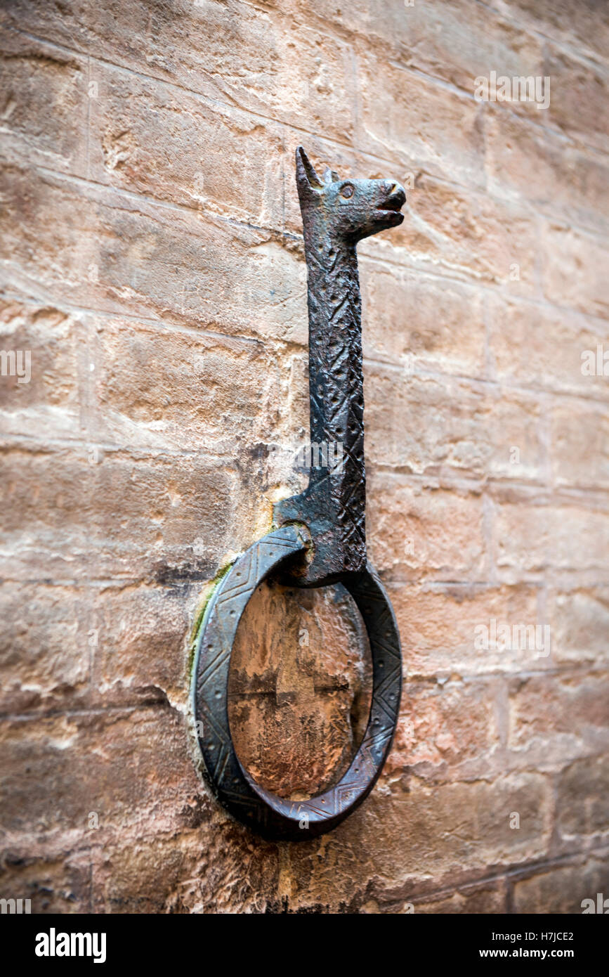 Iron ring for tethering your horse in the Medieval city of Siena ...