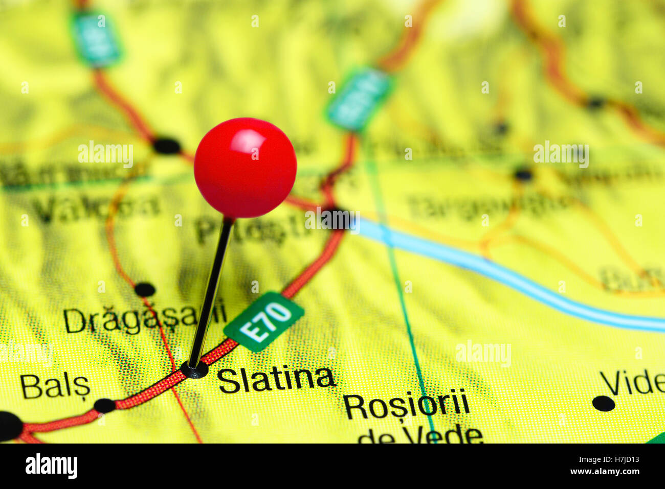 Slatina pinned on a map of Romania Stock Photo - Alamy