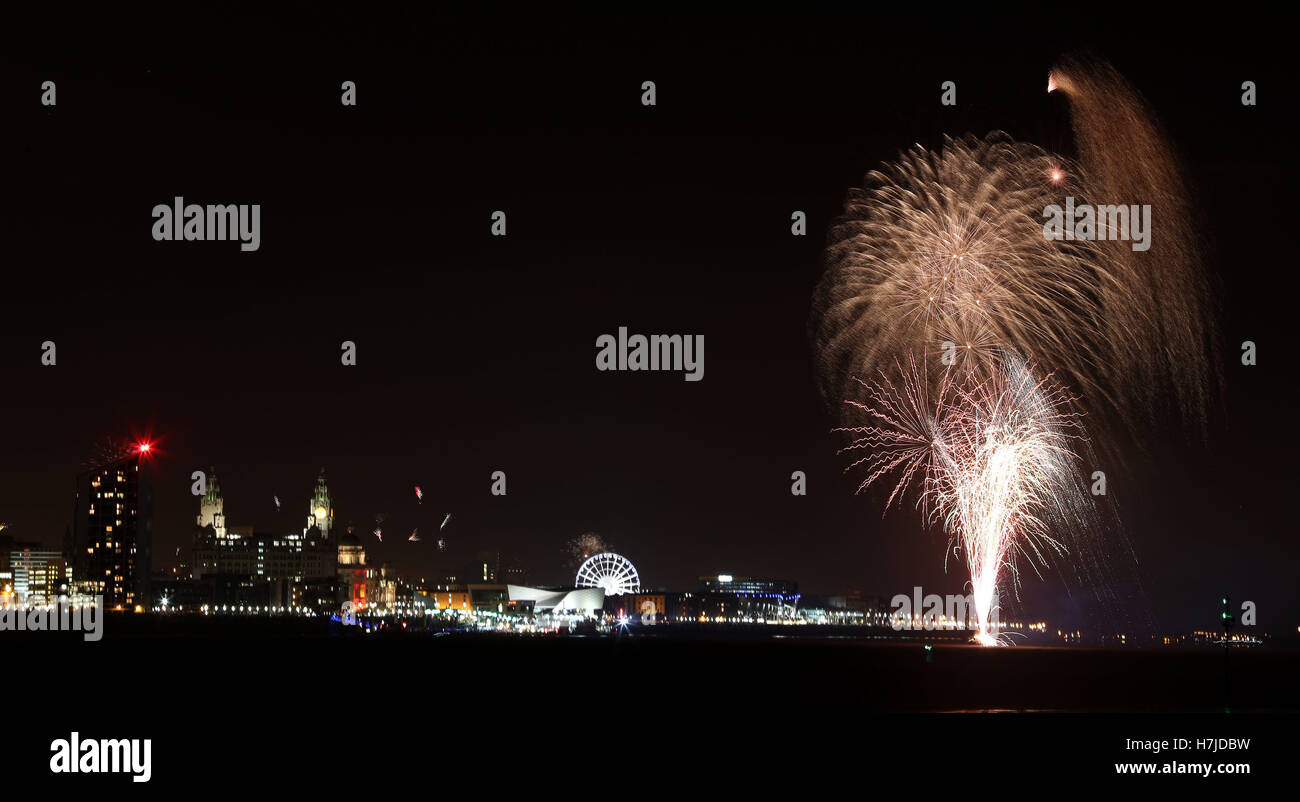 Fireworks on the River Mersey as part of the Liverpool festival of ...