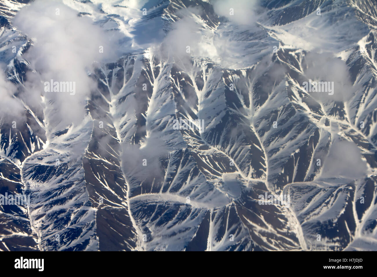 Mountains in the spring: view from height. Chersky Range. Siberia Stock ...