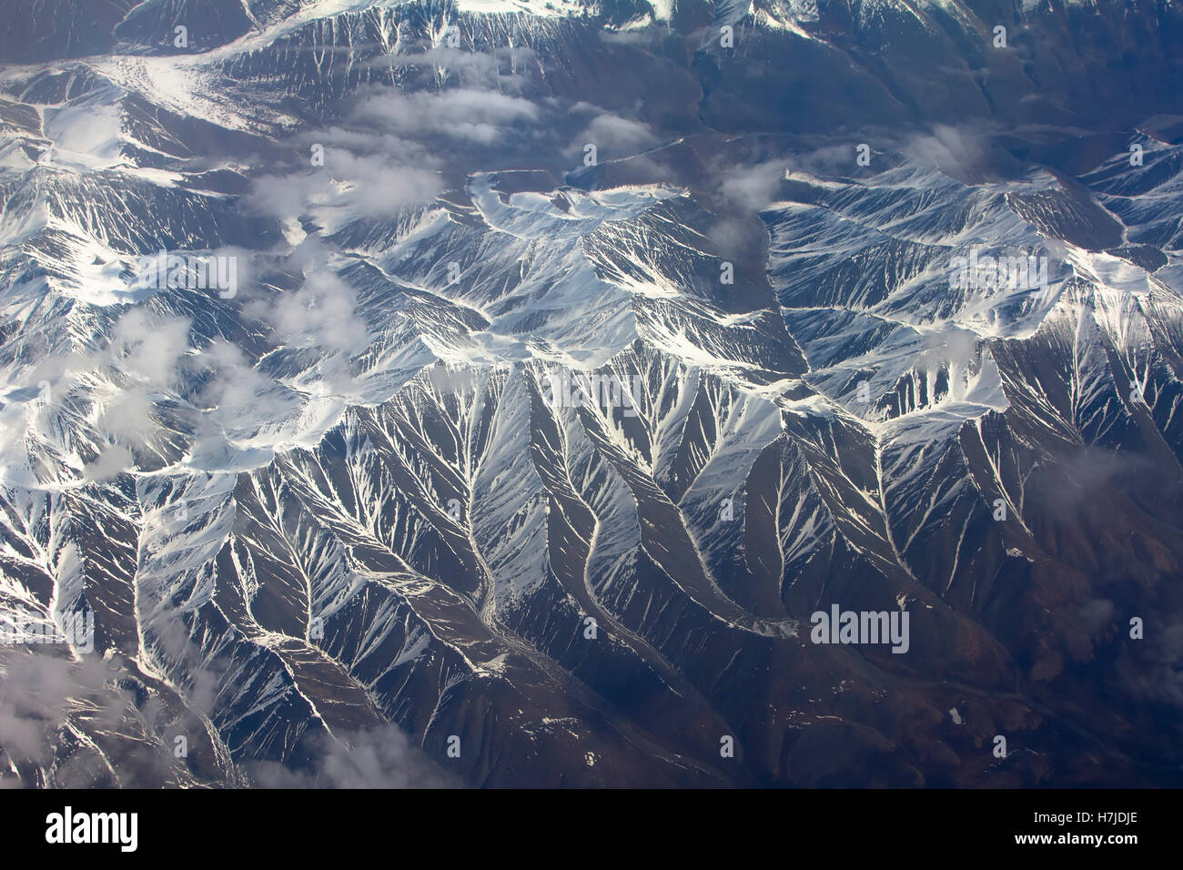 Mountains in the spring: view from height. Chersky Range. Siberia Stock ...