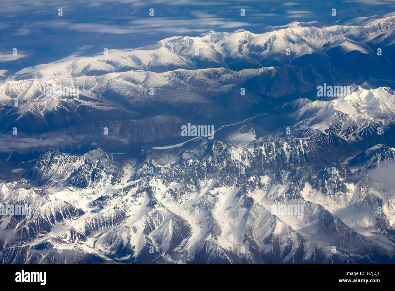 Mountains in the spring: view from height. Chersky Range. Siberia Stock ...