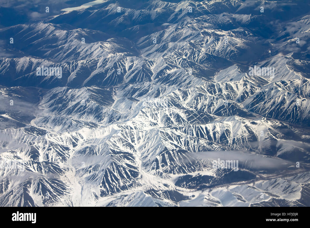 Mountains in the spring: view from height. Chersky Range. Siberia Stock ...