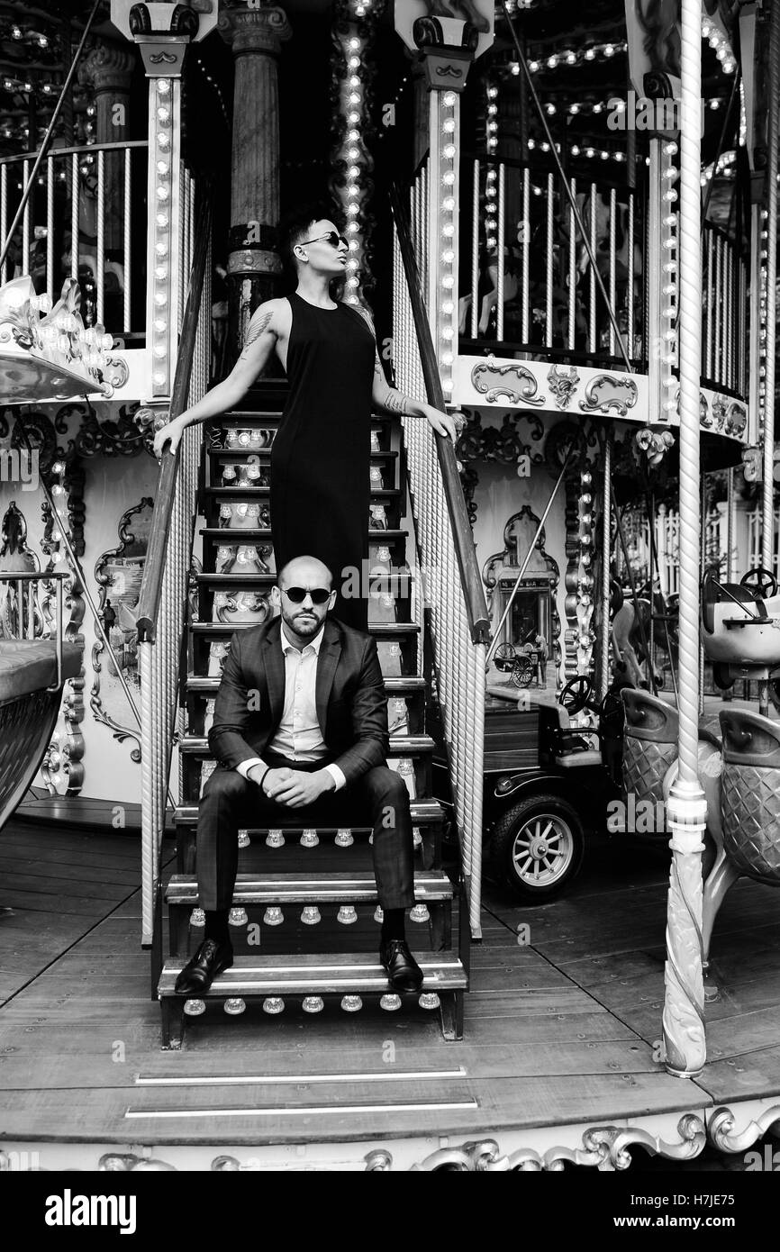 Beautiful horse carousel Black and White Stock Photos & Images - Alamy