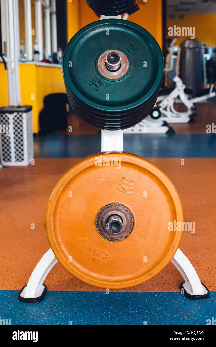 Bar-bells in the gym Stock Photo - Alamy