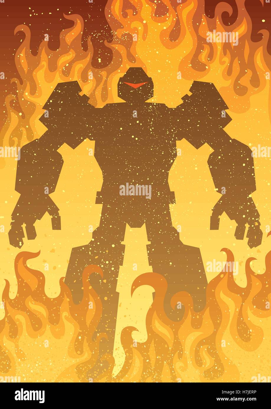 Giant robot in flames Stock Vector Image & Art - Alamy