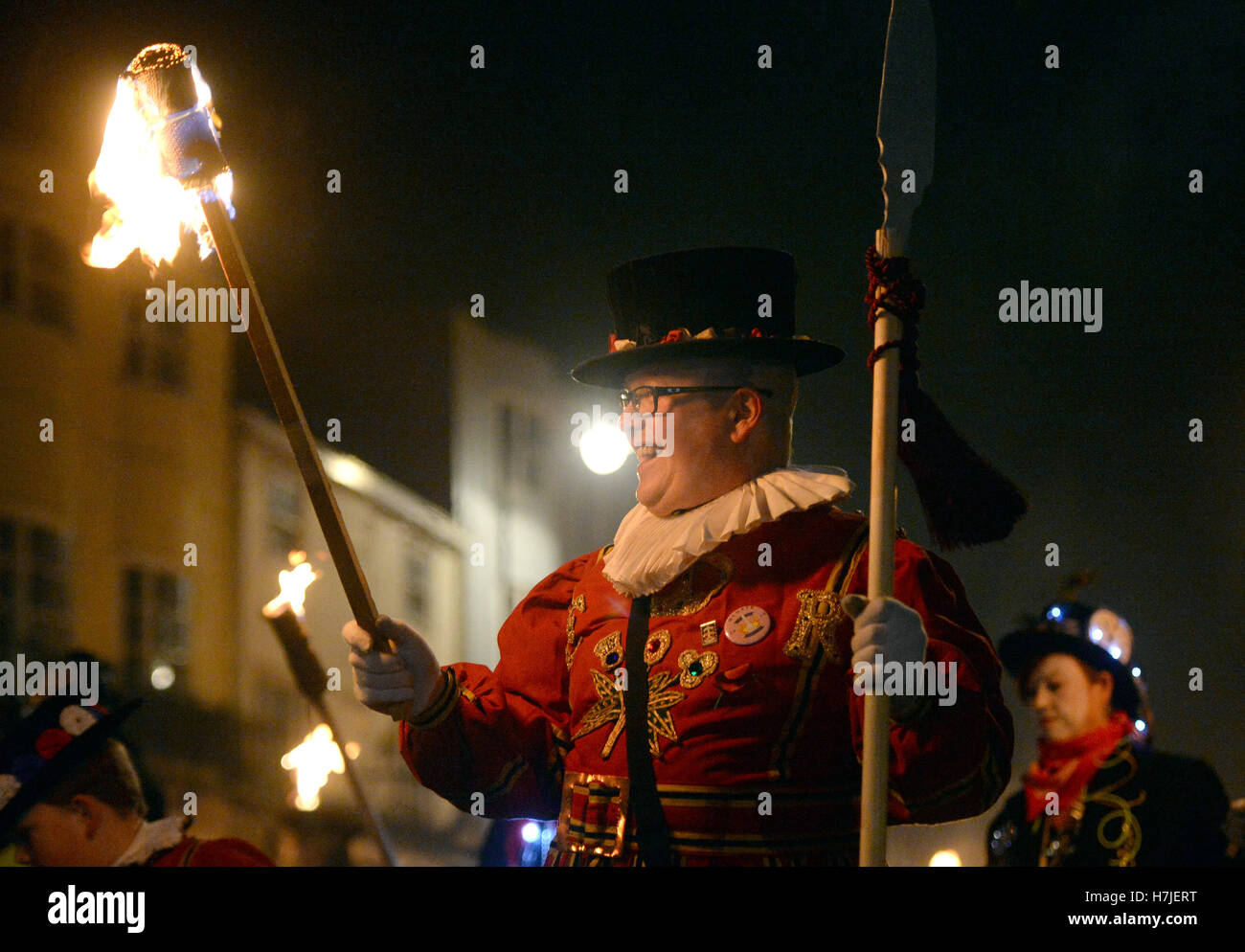 Participants parade through the town of Lewes in East Sussex as Donald ...