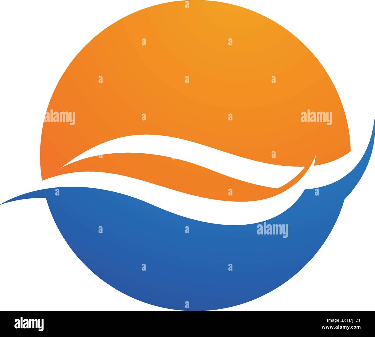 Vector Logo with yellow sun and blue sea waves. Vector logotype Stock ...