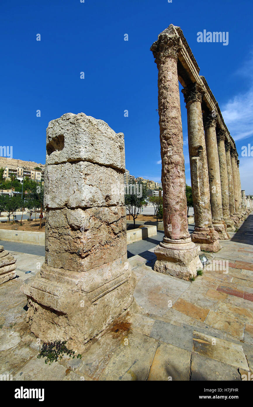 Pillars on the Hashemite Plaza in the Old City, Amman, Jordan Stock ...