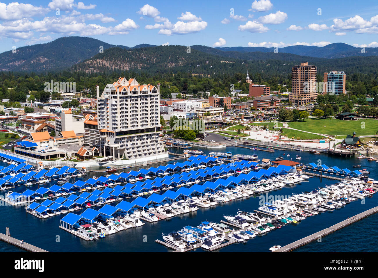 Coeur d' Alene, Idaho - August 12: Aerial view of The Coeur d' Alene ...