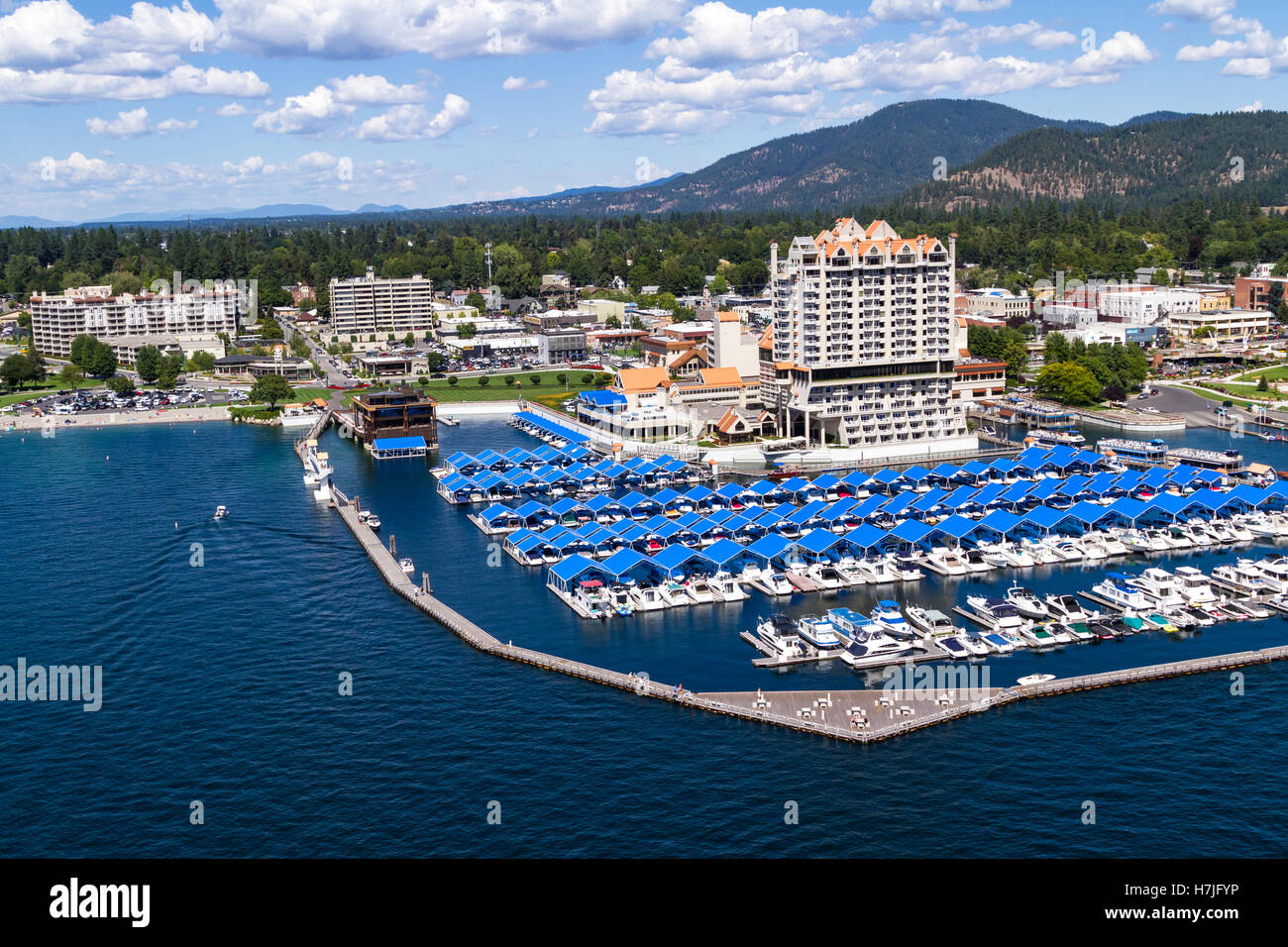 Coeur d' Alene, Idaho - August 12: Aerial view of The Coeur d' Alene ...