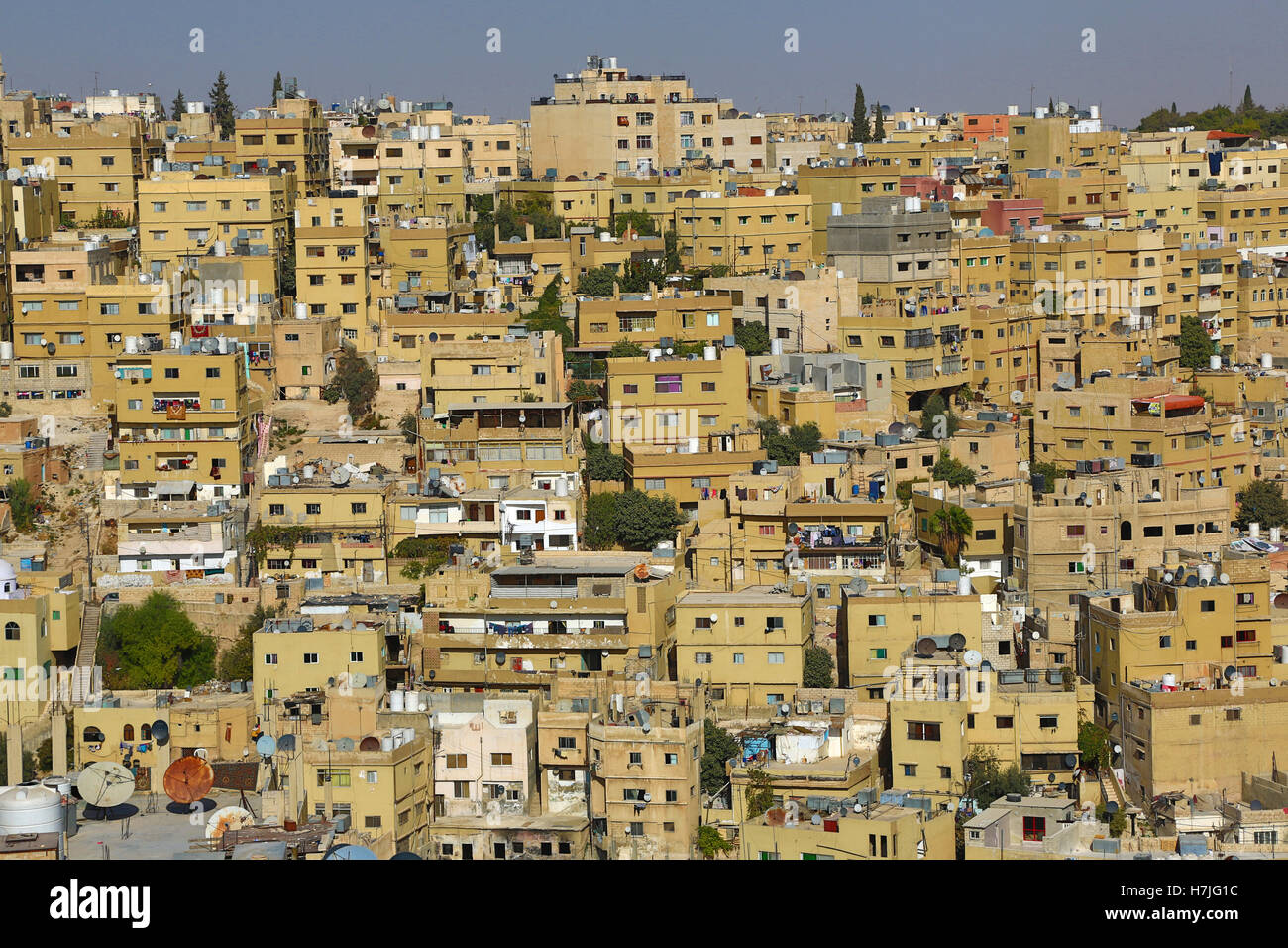Cityscape of houses and buildings in the Old City, Amman, Jordan Stock ...