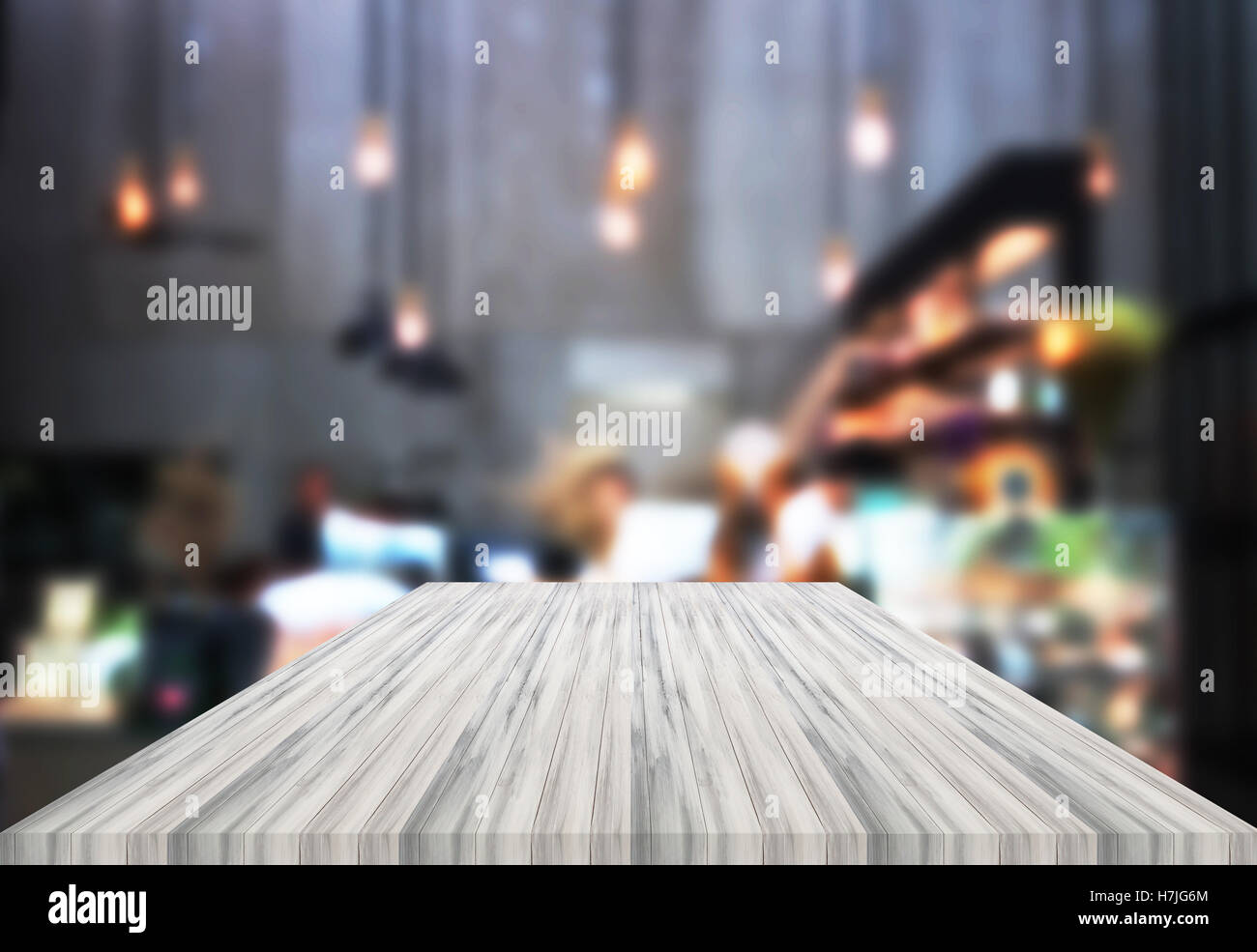 Luxury white table top wooden with blurred background. product display ...