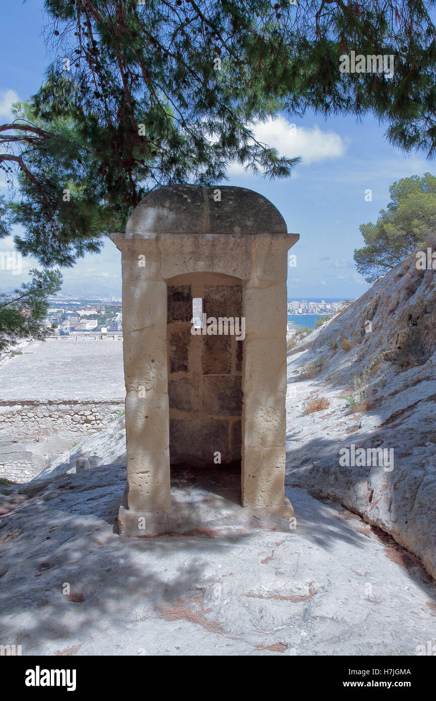 sentry box in santa barbara castle Stock Photo - Alamy