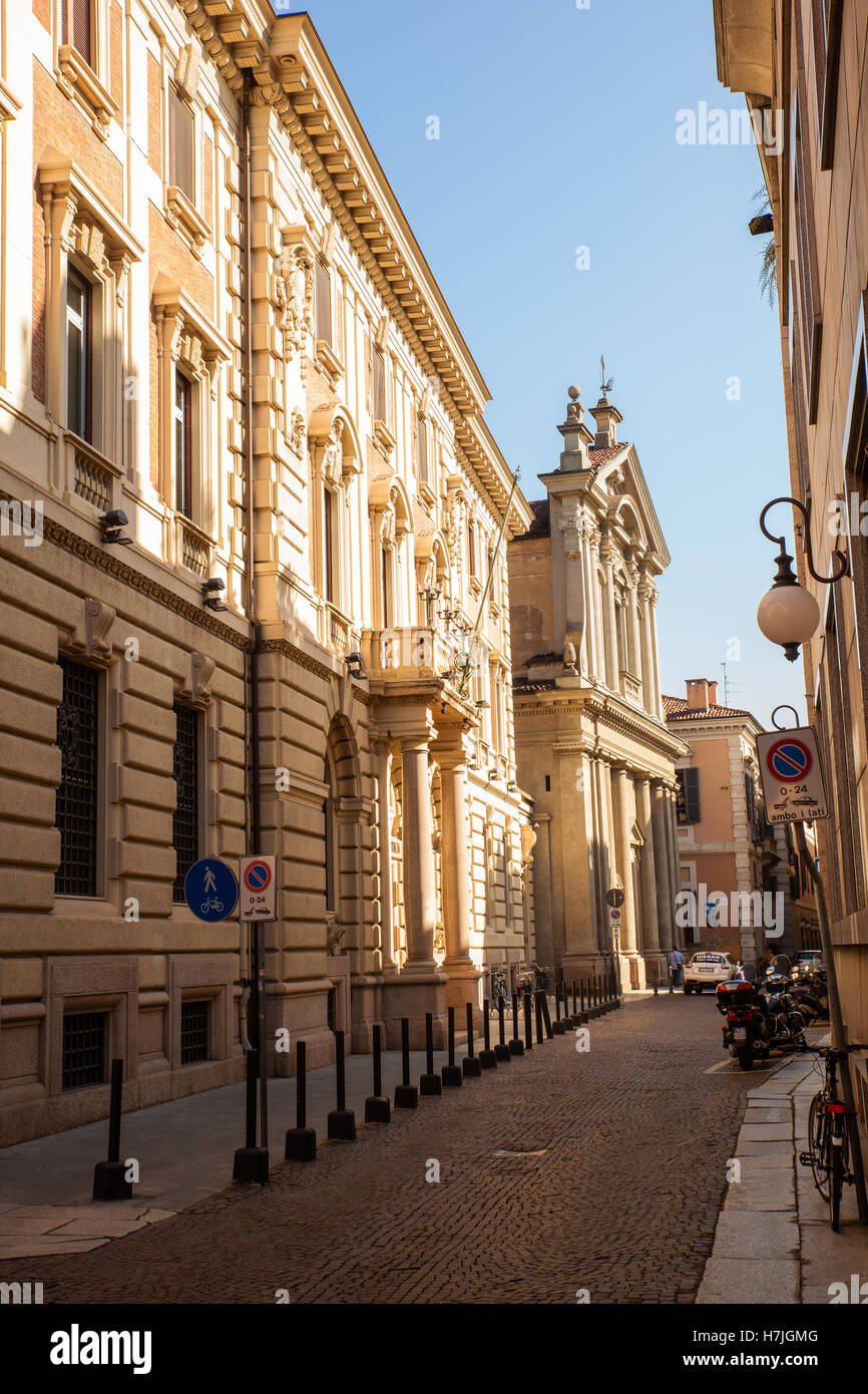 View of typical street in Novara, Italy Stock Photo - Alamy