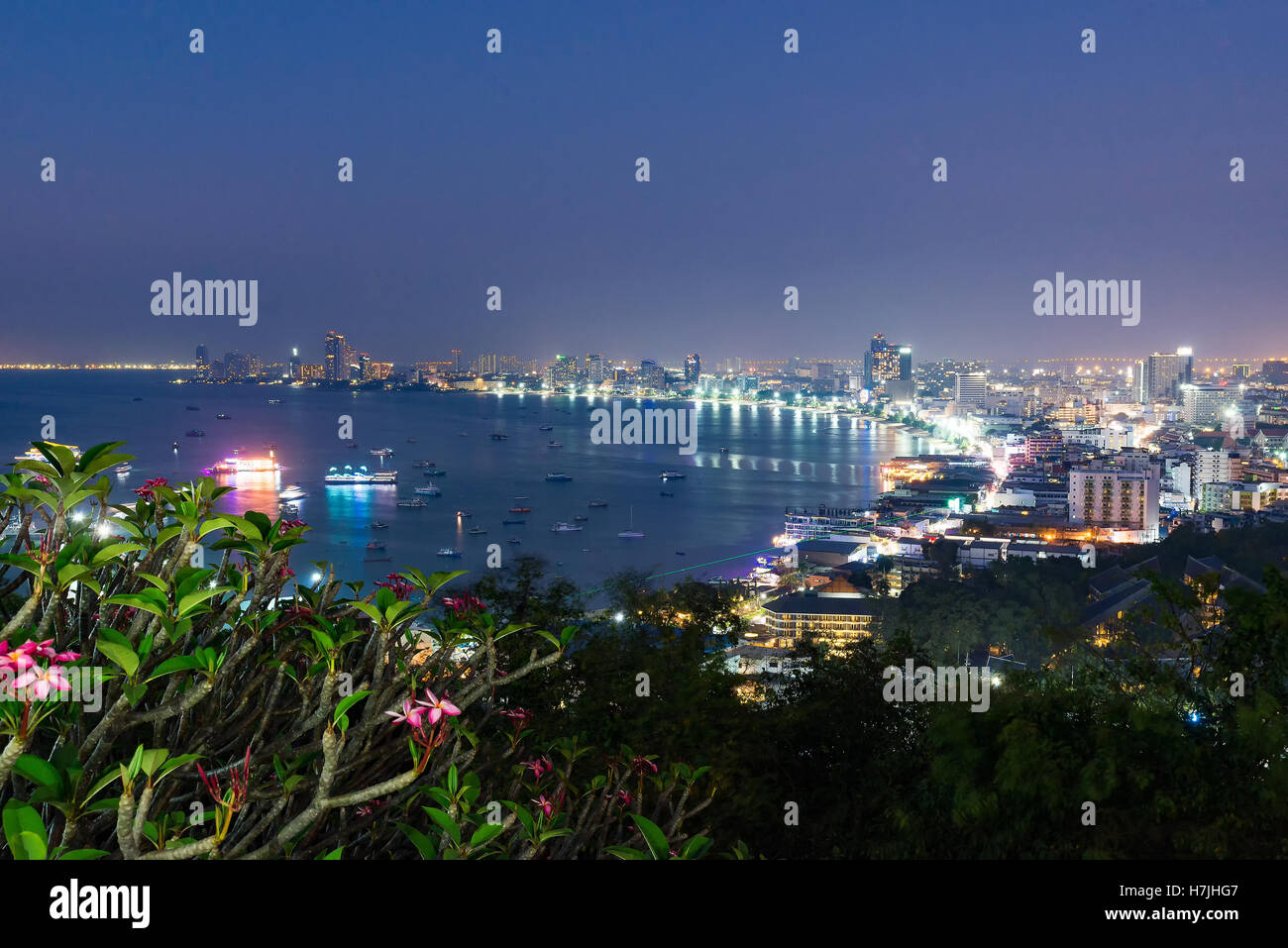 Thailand. Cityscape of Pattaya at night in Pattaya Stock Photo - Alamy