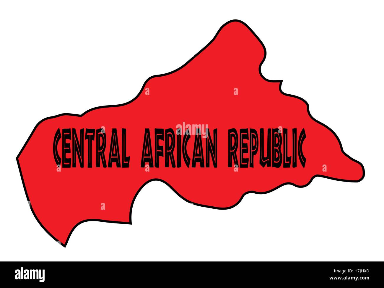 Central African Republic outline silhouette map in red over a white ... Central African Republic outline silhouette map in red over a white ...