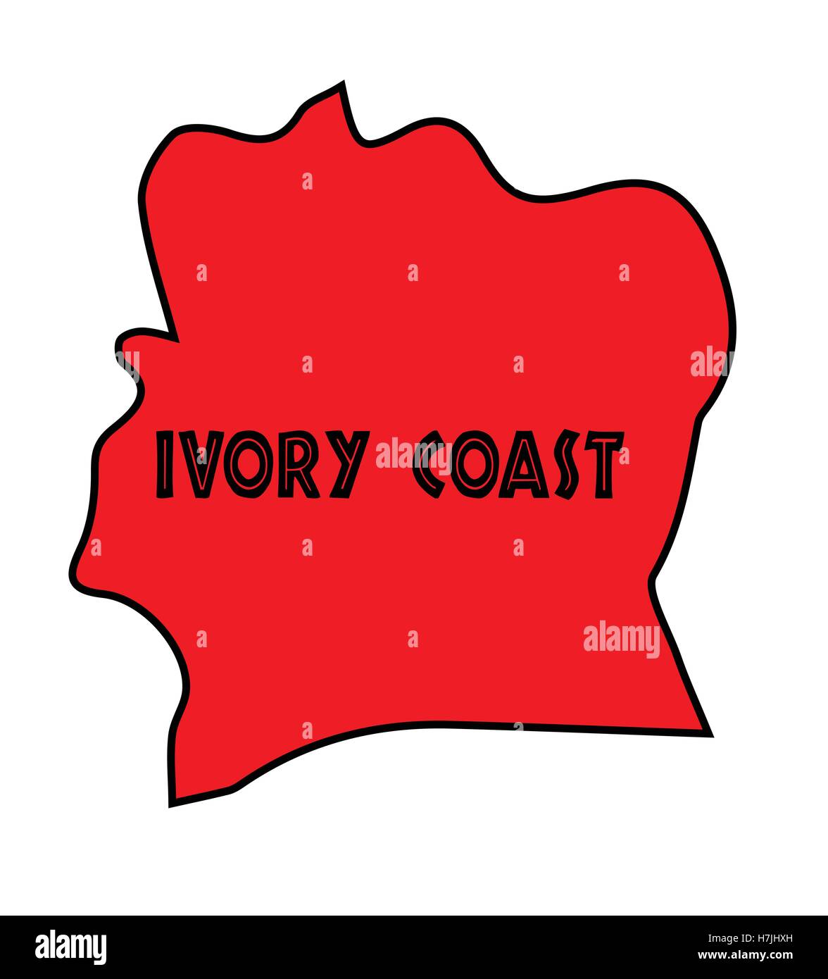 Ivory Coast outline silhouette map over a white background Stock Vector ...