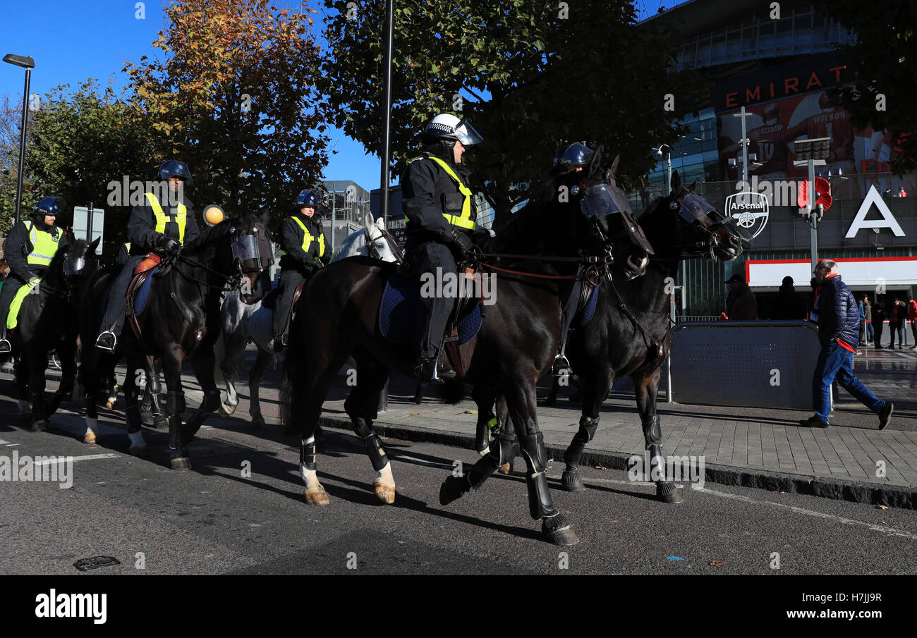Mounted Police outside the ground before the Premier League match at ...