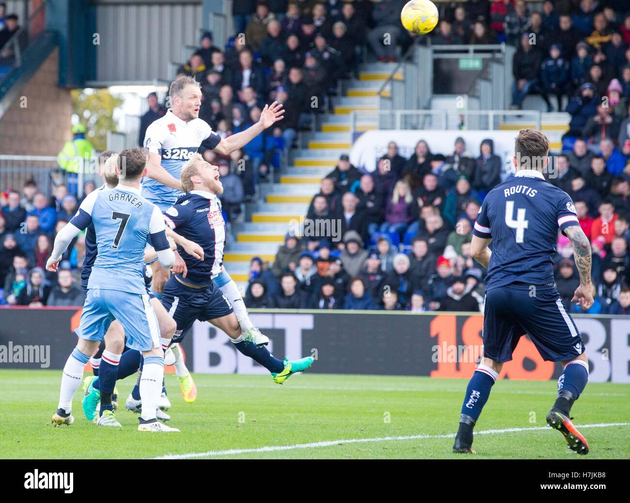 Rangers' Clint Hill scores his sides opening goal during the Ladbrokes ...