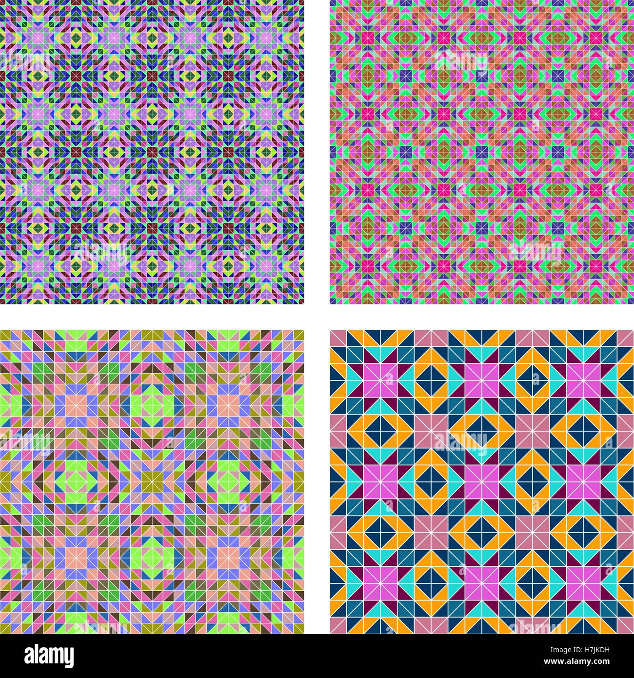 Colorful Triangle Mosaic Pattern Background Set Stock Vector Image And Art Alamy