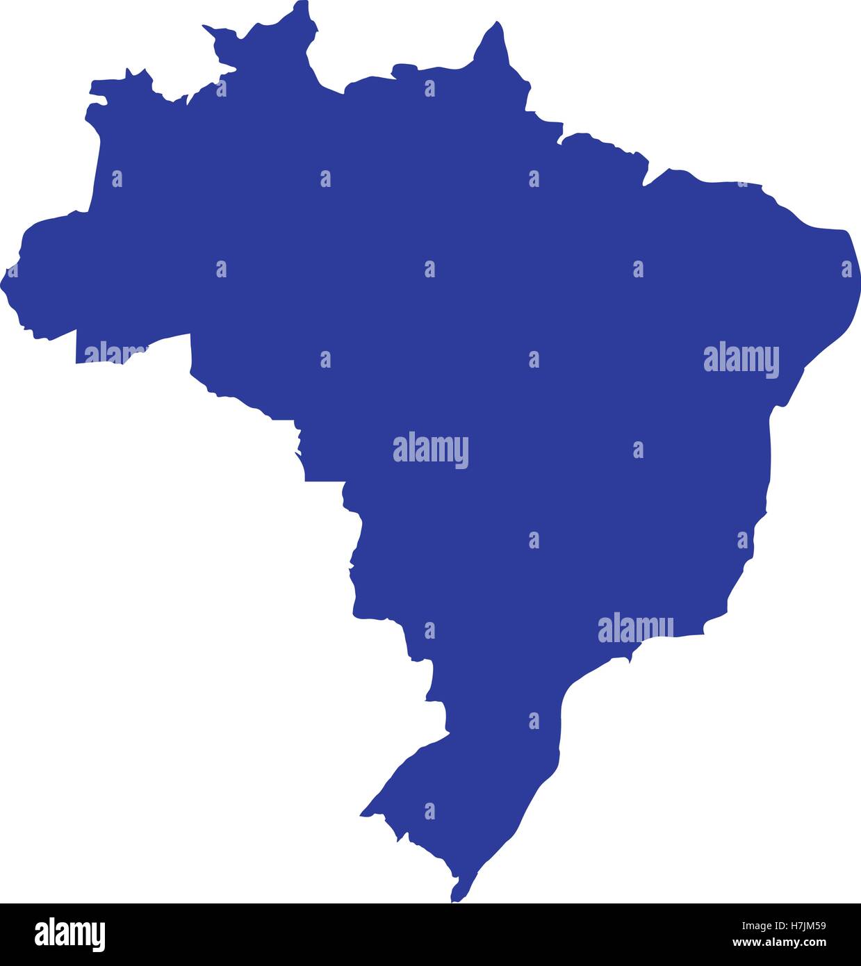 brazil country map in blue color over white background. vector ...