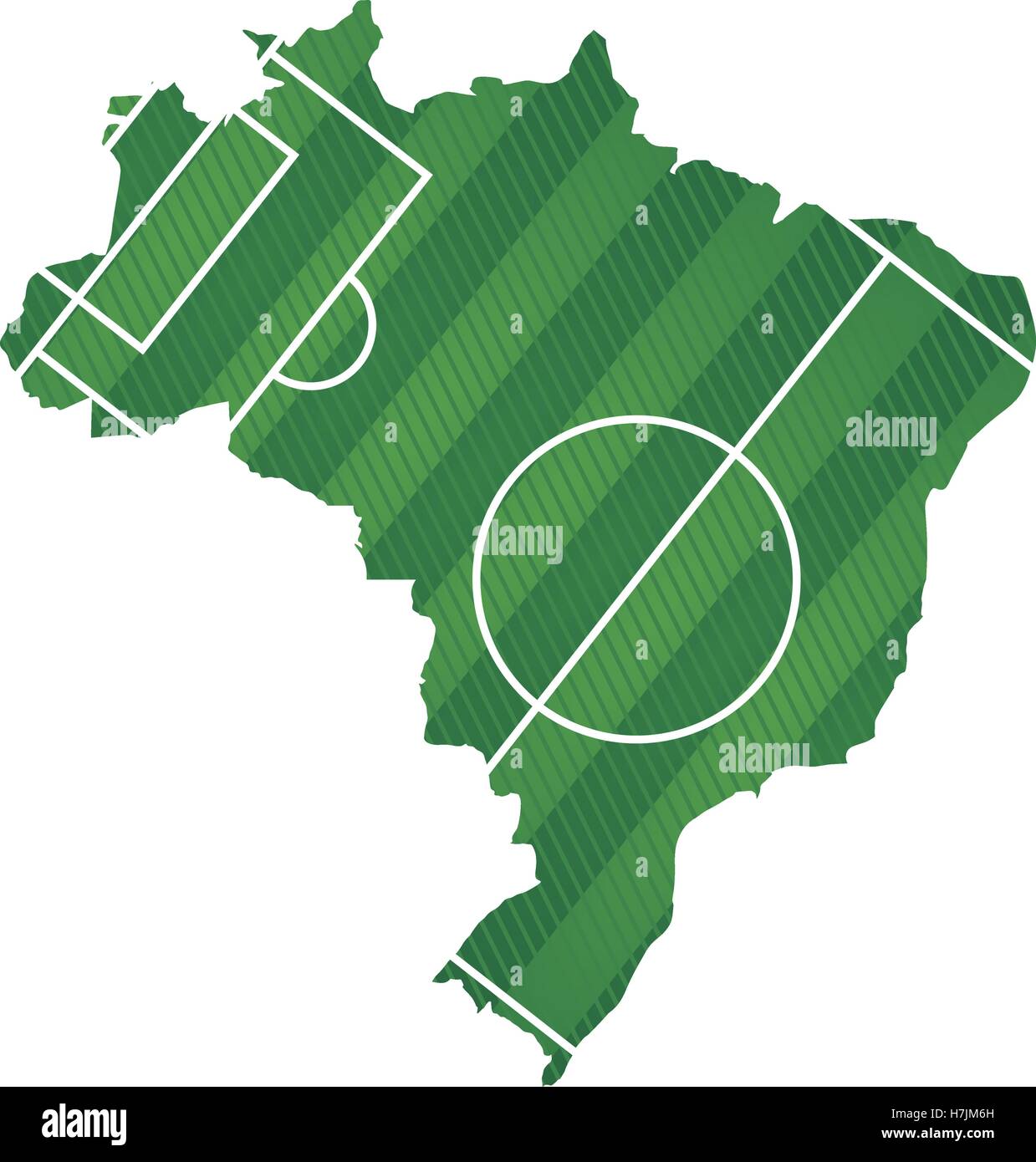brazil country map in soccer field colors over white background. vector ...