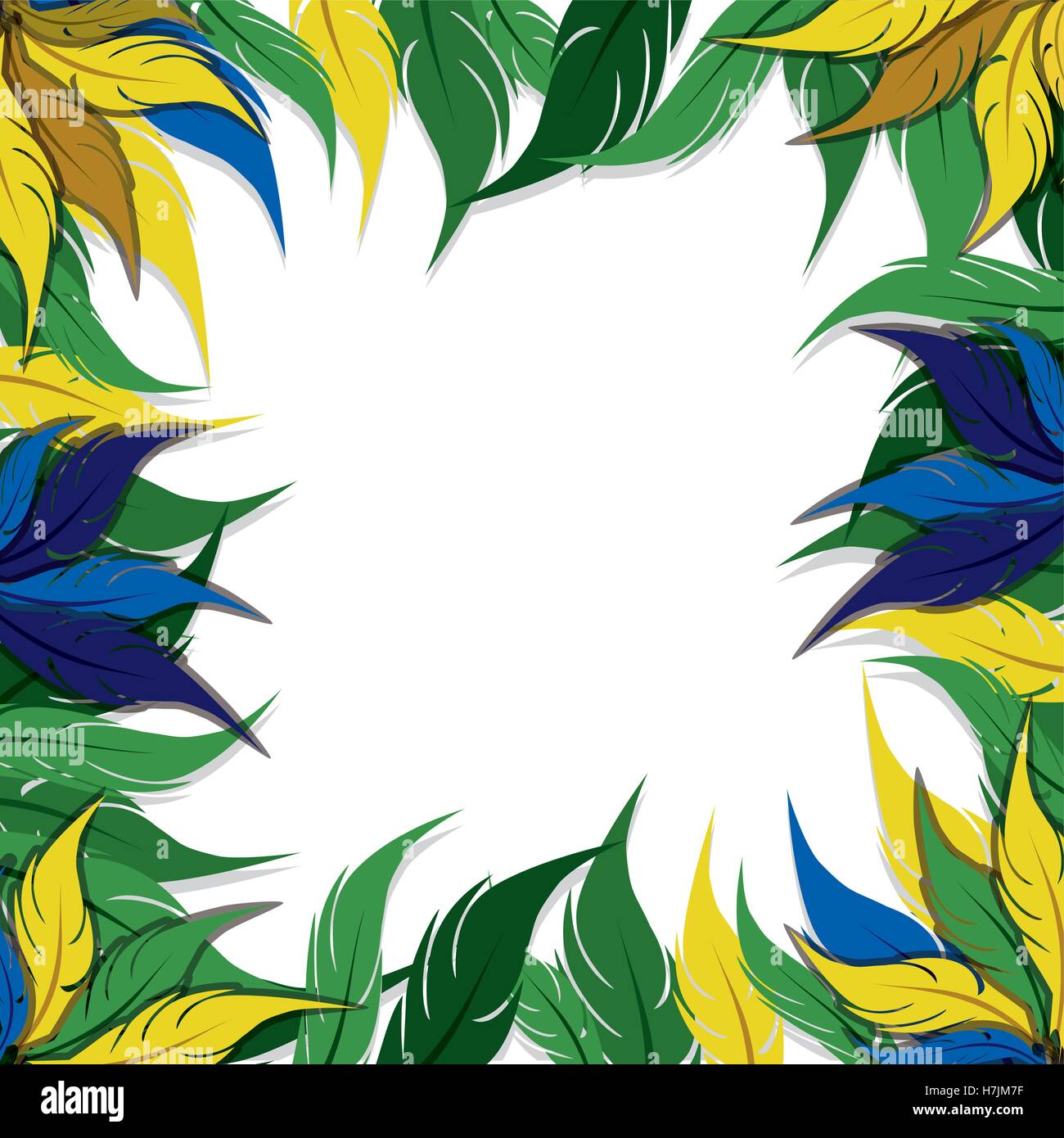 decorative frame with leaves in brazil country colors and white ...