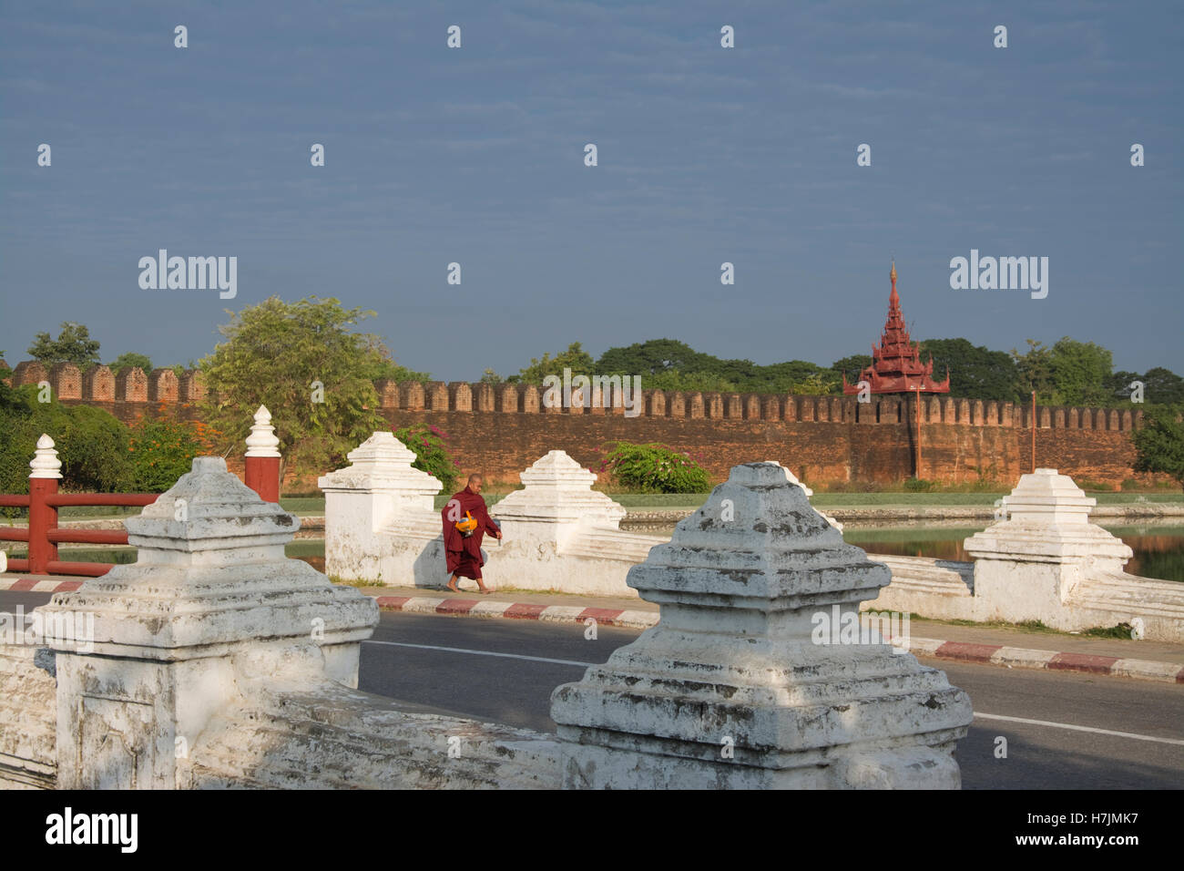 ASIA, MYANMAR (BURMA), Mandalay, Royal Palace, East Gate entrance with ...