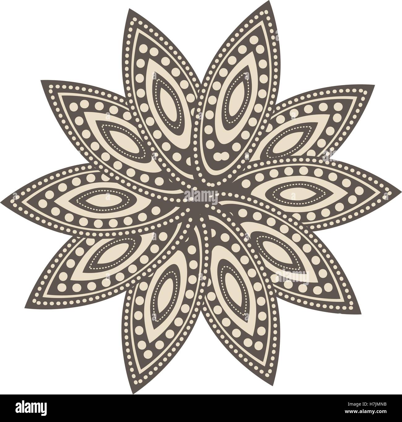 indian flower ethnic art icon over white background. vector ...