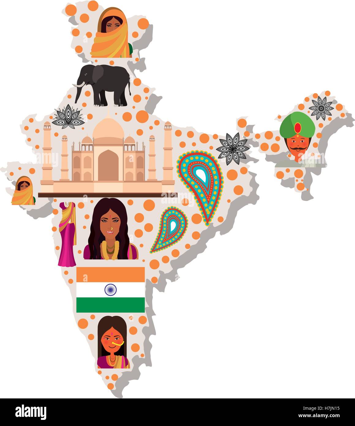 republic of india country map icon over white background. colorful ...