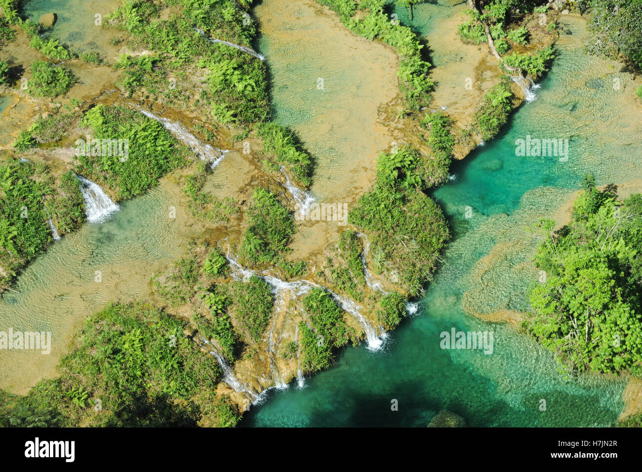 Natural Monument park of Semuc Champey at Languin on Guatemala Stock ...