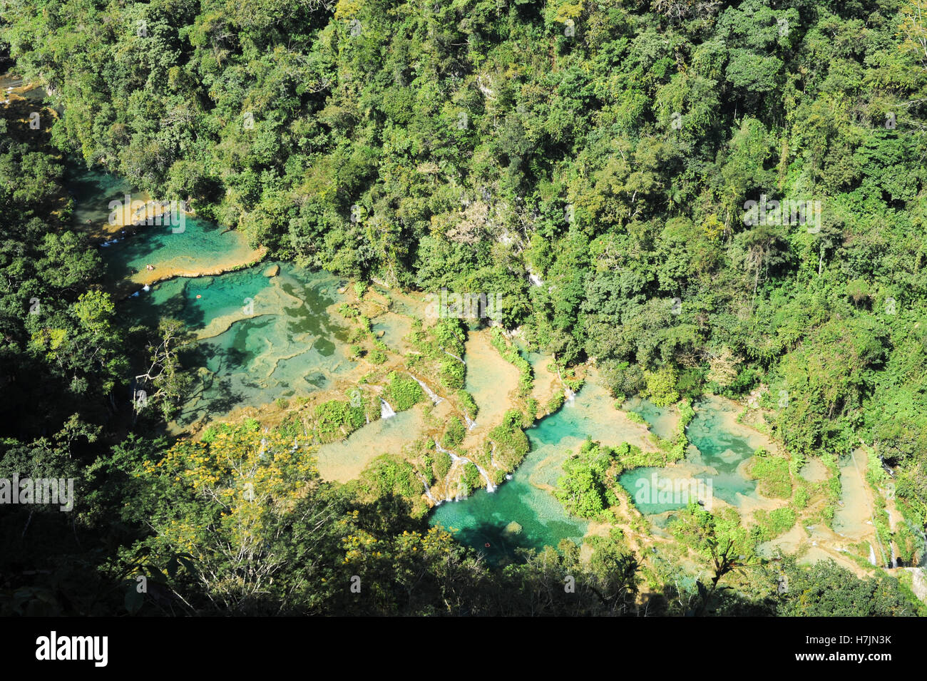 Natural Monument park of Semuc Champey at Languin on Guatemala Stock ...