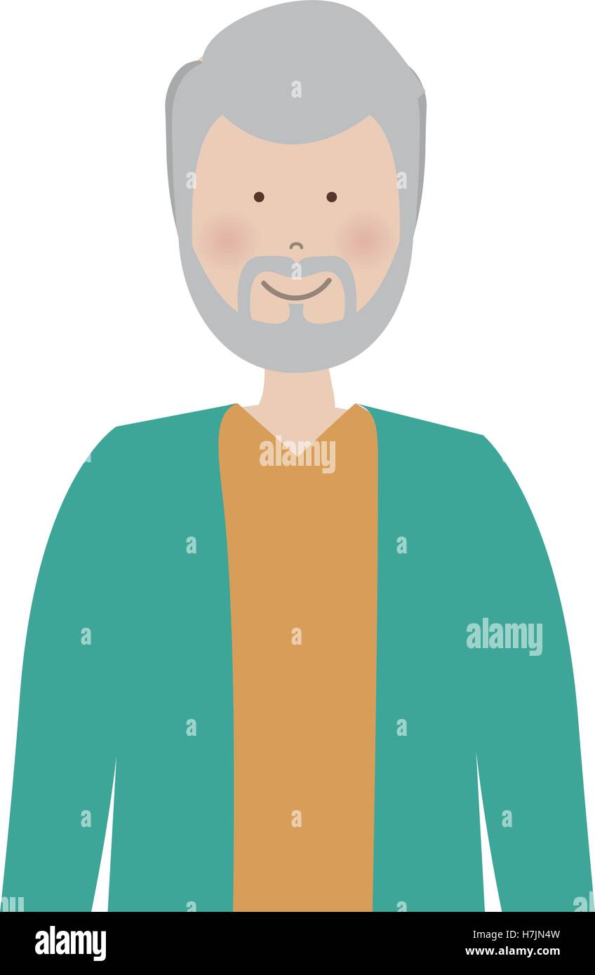 cartoon old man smiling with beautiful clothes over white background ...
