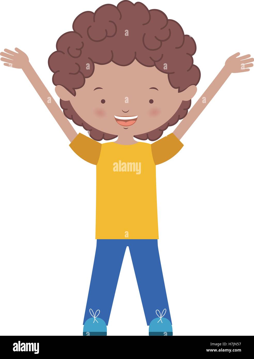 cartoon happy boy kid with smiling face over white background. vector ...