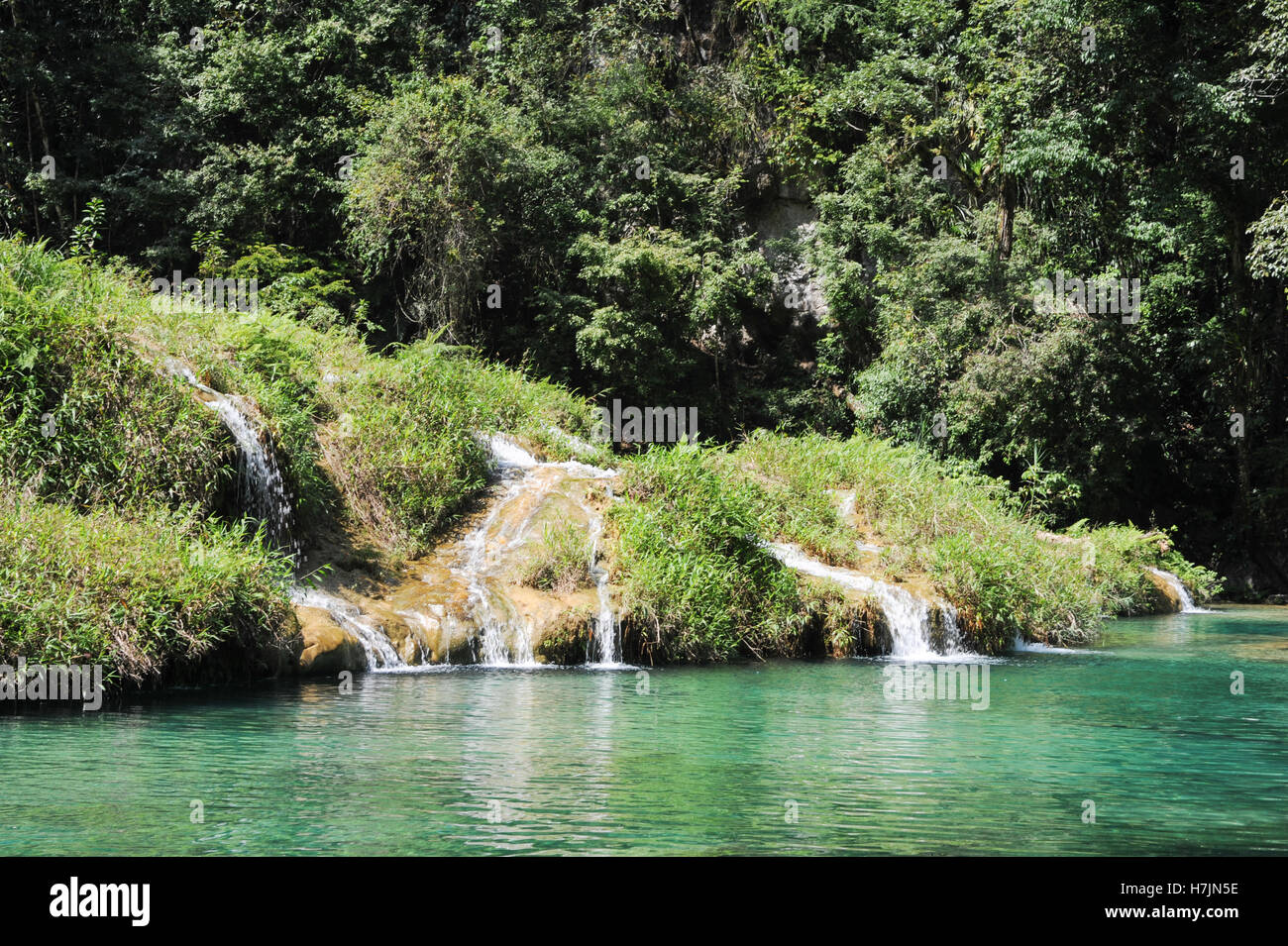 Natural Monument park of Semuc Champey at Languin on Guatemala Stock ...