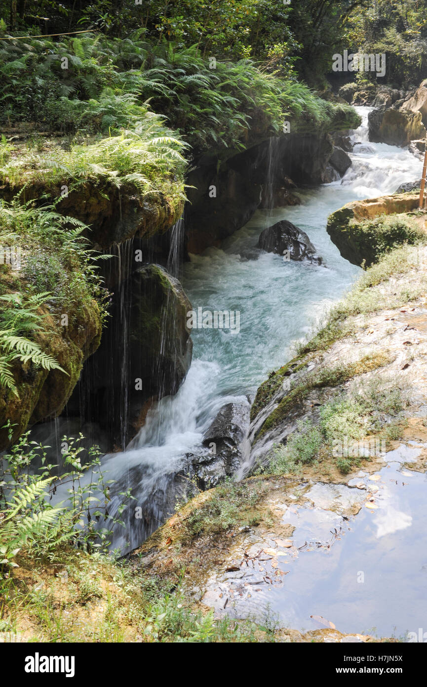 Natural Monument park of Semuc Champey at Languin on Guatemala Stock ...