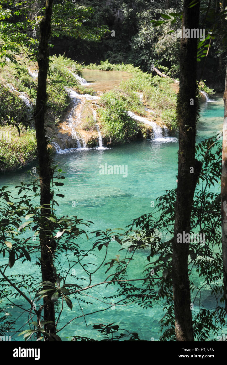 Natural Monument park of Semuc Champey at Languin on Guatemala Stock ...