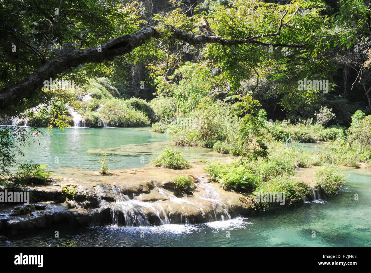 Natural Monument park of Semuc Champey at Languin on Guatemala Stock ...