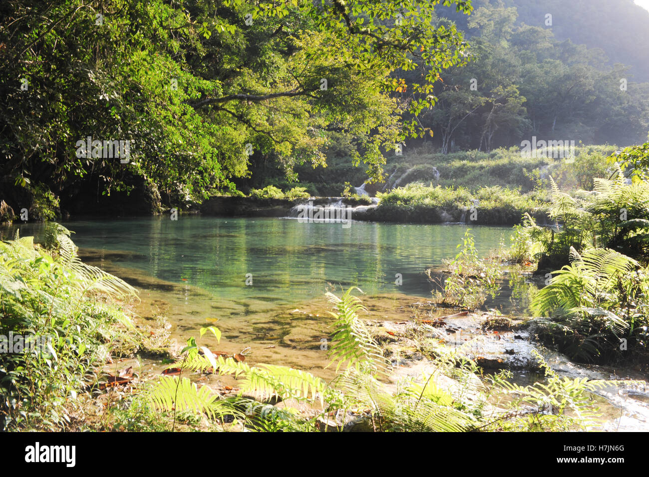Natural Monument park of Semuc Champey at Languin on Guatemala Stock ...