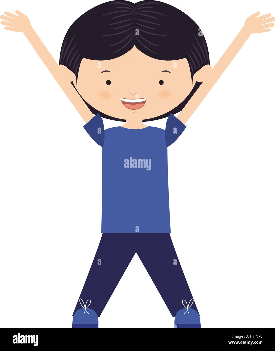 cartoon happy boy kid with smiling face over white background. vector ...