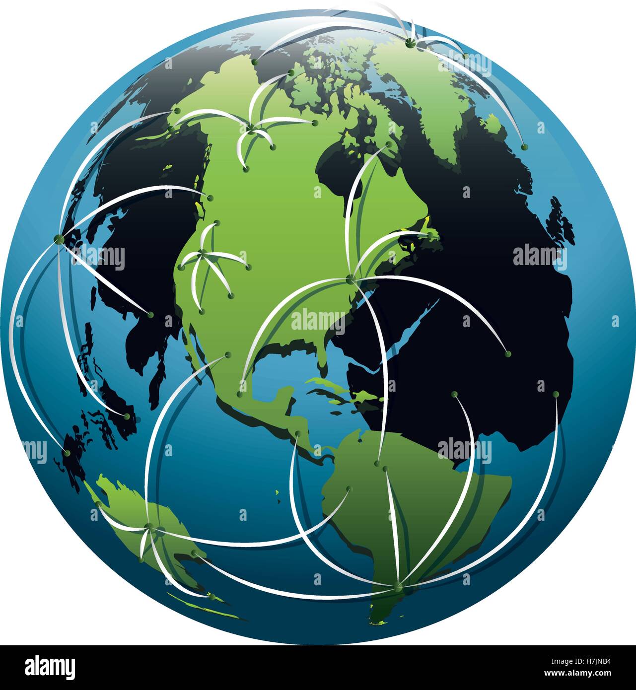 earth planet sphere icon with network arrows over white background ...