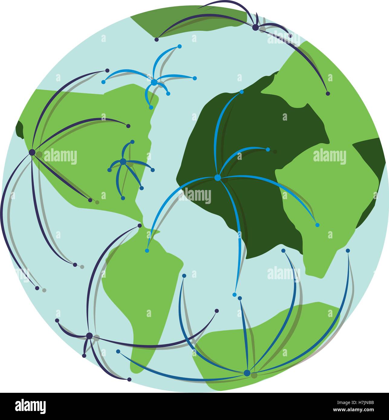 earth planet sphere icon with network arrows over white background ...